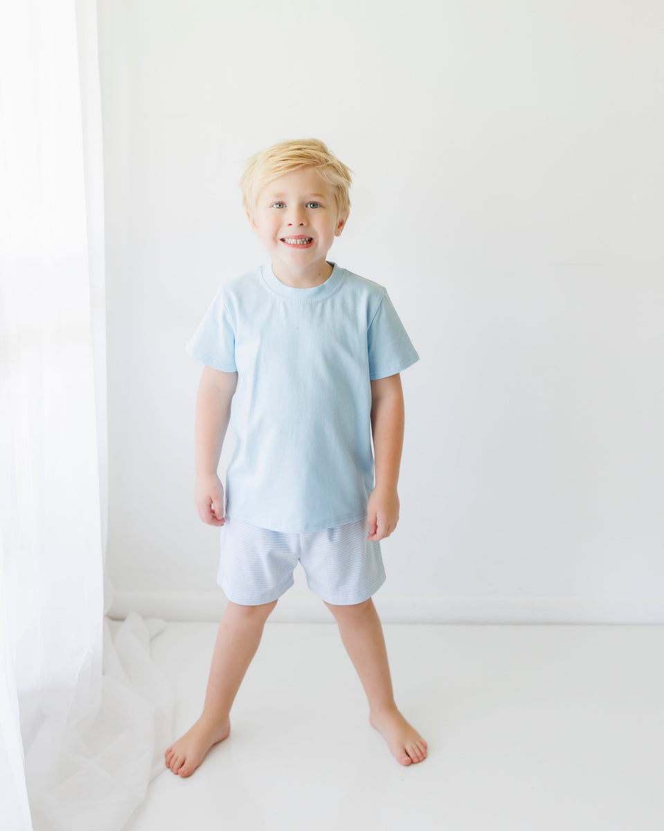 Drew Short Set - Light Blue with Light Blue Stripe – EC Stitches