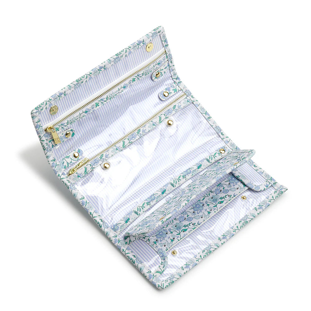 LUXE JEWELRY WALLET - HAMPTONS FLORAL with Chambray Pinstripe Liner ...