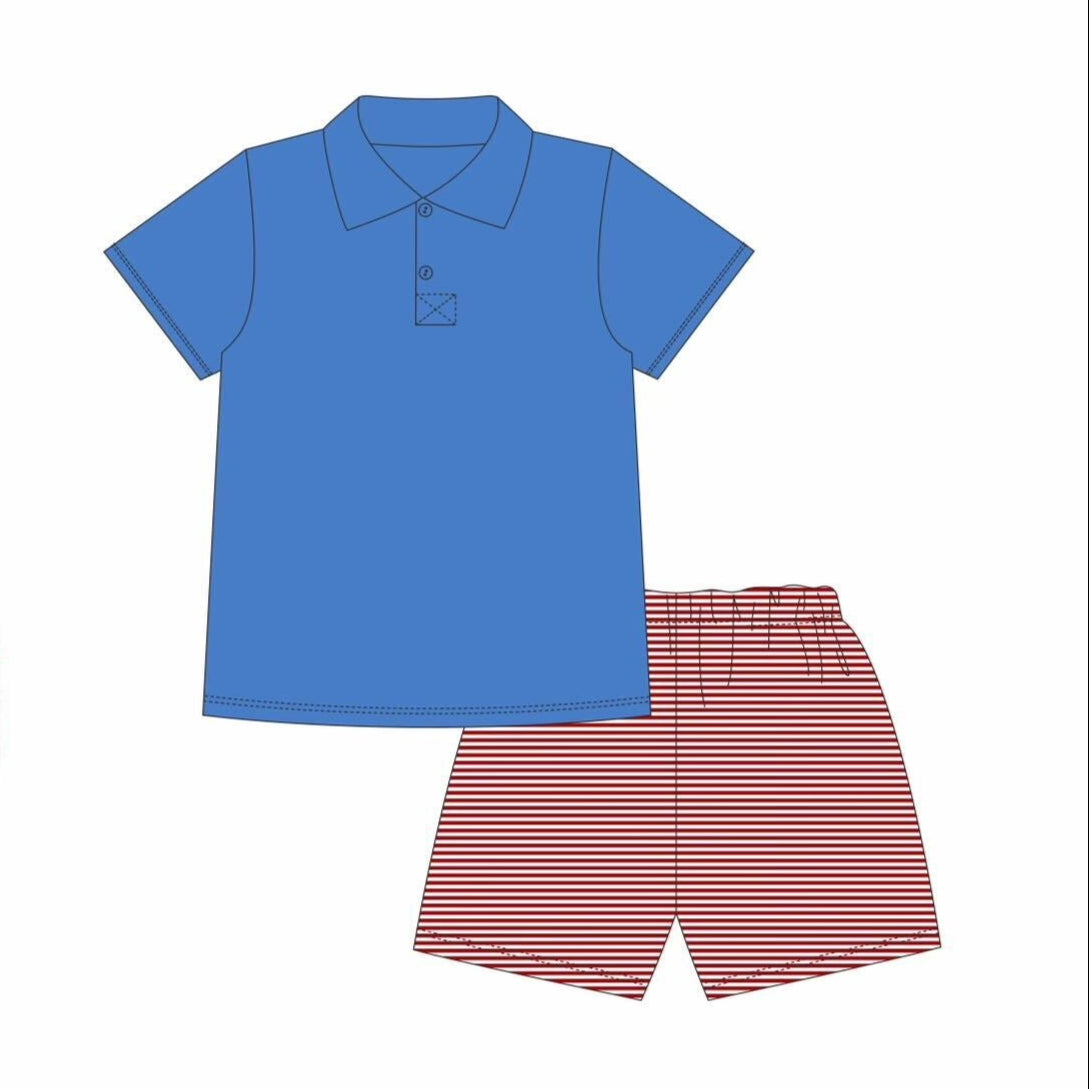 Patriotic Michael Polo Short Set – EC Stitches